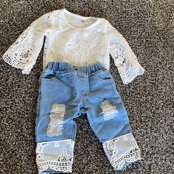 Matching Sets | Very Cute Lace And Denim Girls Outfit | Poshmark